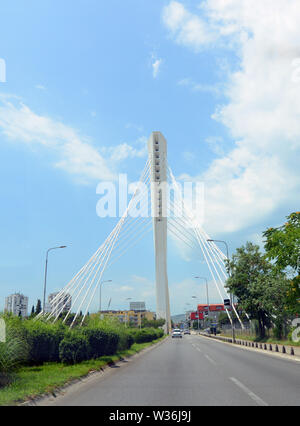 The Millennium Bridge is a cable stayed bridge that spans the Moraca ...