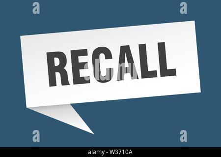 recall speech bubble. recall sign. recall banner Stock Vector Image ...