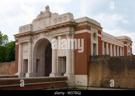 Menin Gate memorial arch, Ypres, Belgium, with one of the Lions Stock ...