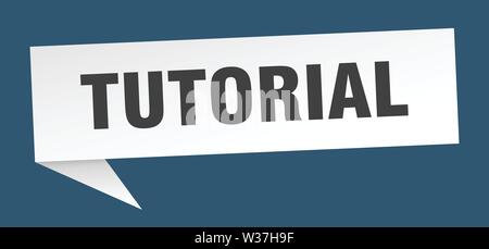 tutorial sign. tutorial paper origami speech bubble. tutorial tag ...