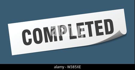 completed sticker. completed square isolated sign. completed Stock ...