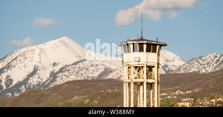 steel watchtower with ladder Stock Photo - Alamy