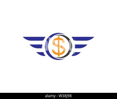 dollar bill with wings icon on white background. flying money sing ...