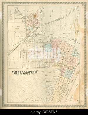 Map of Williamsport. 1877 Stock Photo - Alamy
