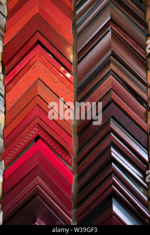Rows of sample picture frames in a custom picture framing shop Stock ...