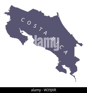 Costa Rica Vector Map Isolated on White Background. High-Detailed Black ...