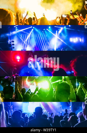 Crowd raising their hands and enjoying great festival party or concert ...