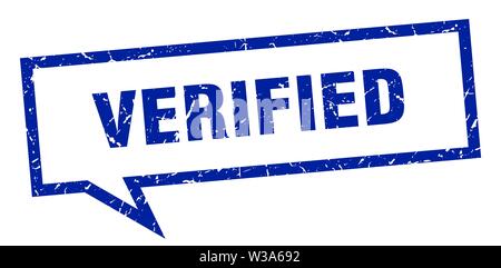 verified sign. verified square speech bubble. verified Stock Vector ...