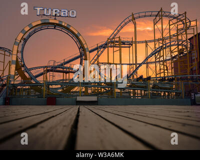 Brighton pier Turbo Coaster roller coaster ride Stock Photo - Alamy