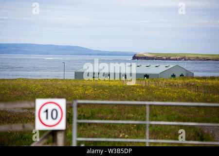 The Meygen facility in Gills Bay, Caithness, Scotland, a tidal energy ...