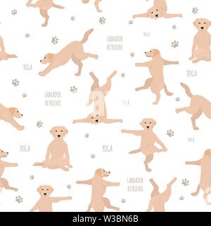 Yoga dogs poses and exercises. Labrador retriever clipart. Vector ...