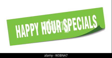 happy hour green square sticker on white background Stock Vector Image ...