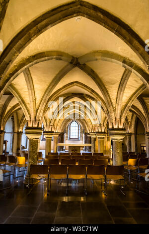 Crypt with typical Romanesque groin vaulting, Rochester Cathedral, Kent ...