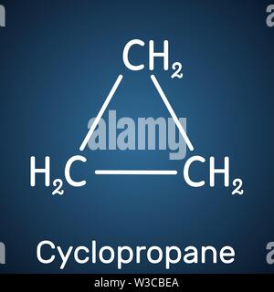 Chemical formula and molecule model cyclopropane C3H6, cyclobutane C4H8 ...