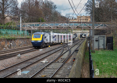 Scotrail Inter7city classic train eaving Edinburgh passing Princes ...