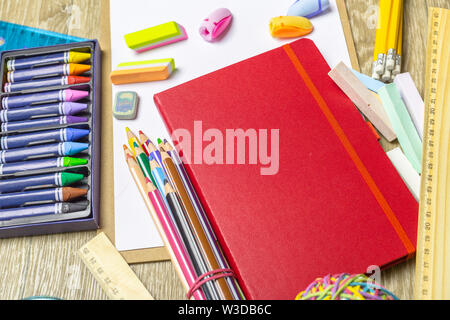 various colorful drawing tools. Mock up Stock Photo - Alamy