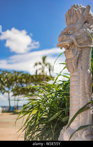 Okinawan Ryukyu dragon stone sculpture and stone sign where is ...