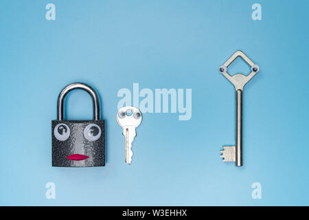Key and lock security funny concept. Protection of business information ...