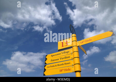 General view of the signage on preview day two of The Open Championship ...