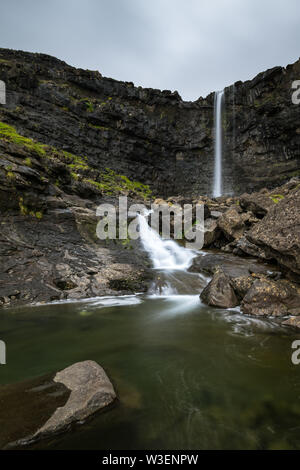 Incredible view of fossa waterfall in Faroe Islands Stock Photo - Alamy