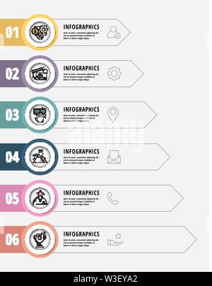 Vector flat Process infographic template element collection Stock ...