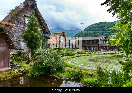 Thatched roof, gassho, gassho-zukuri, a traditional Japanese farm house ...