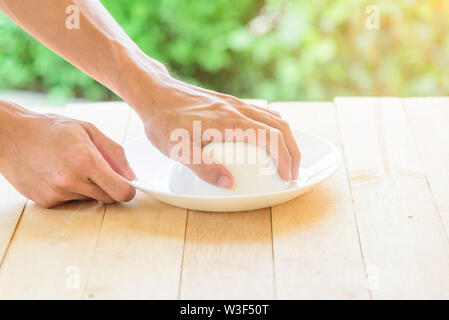 mold cooked rice on white dish Stock Photo - Alamy