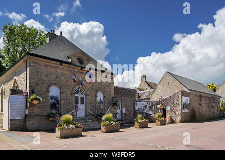 Town hall and historical photos of WW2 US soldiers at the village ...
