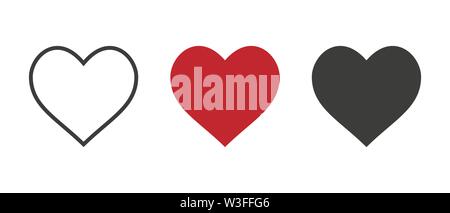 Like symbol icon - red simple outline, isolated - vector illustration ...