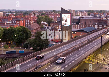 Vehicles travel along the Hammersmith Flyover, A4 Westway, in ...