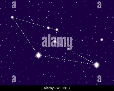 Reticulum constellation. Starry night sky. Cluster of stars, galaxy ...