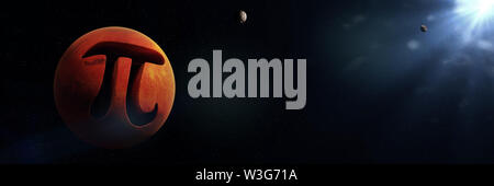 pi symbol and planet Mars, mathematical constant in outer space ...