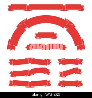 Set of colored isolated long and short ribbon banners on white ...