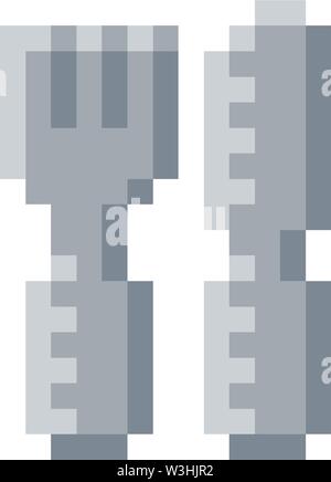 Kitchen knife pixel art, 8 bit kitchen utensils sign. pixelated Dishes ...