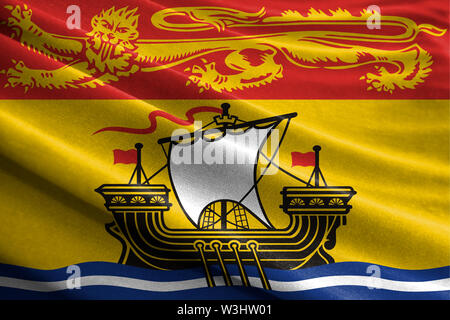 Realistic flag of New Brunswick on the wavy surface of fabric Stock ...
