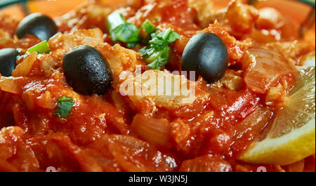 Rock Cod Veracruzana, white fish in a tomato sauce with olives and ...