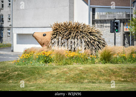 A giant hedgehog on Trafalgar roundabout in Truro, Cornwall, where the ...