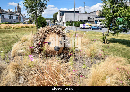 A giant hedgehog on Trafalgar roundabout in Truro, Cornwall, where the ...
