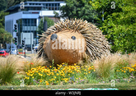 A giant hedgehog on Trafalgar roundabout in Truro, Cornwall, where the ...