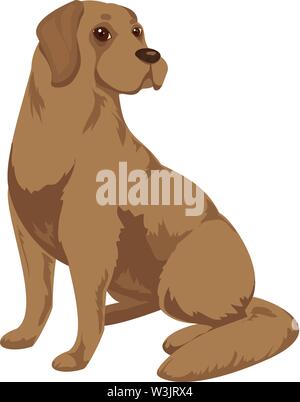 Sitting Labrador side view. Cute pet in cartoon style Stock Vector ...