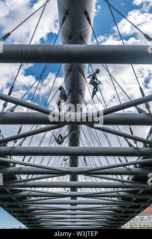 Art of Jerzy Kedziora, on bridge crossing Wisła, Krakow, Poland Stock ...