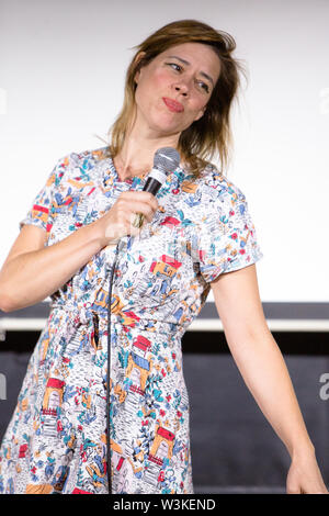 Comedian Lou Sanders performs on day 3 during the 2019 Latitude ...