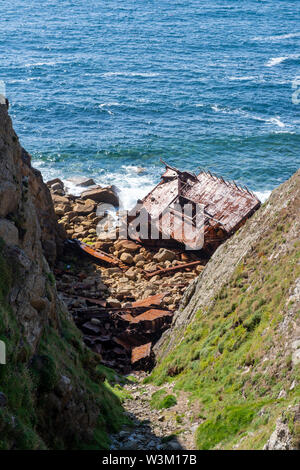 The Shipwreck of RMS Mulheim on Mayon Cliff in Sennen Cove in Cornwall ...