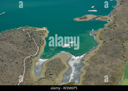 Aerial view of the alkaline fluoride Momella lakes in Northern Tanzania ...