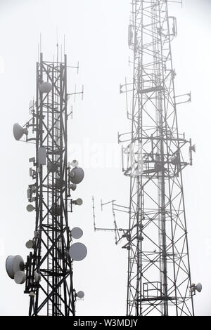 Telecommunications masts on Wideford Hill, Orkney, Scotland, UK Stock ...