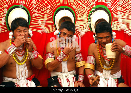 Men from Angami Naga tribe dressed in traditional clothes, Kohima ...