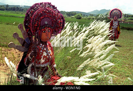 Purulia, West Bengal, India - August 15th 2017 : Colorful Chhau (or ...