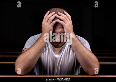 Humble White Muslim Man Is Praying In The Mosque - Afro Lock Hair Curly ...