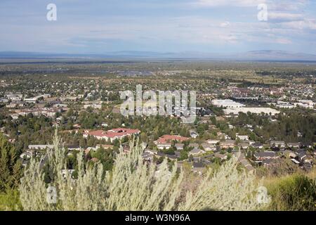 View of Bend, Oregon from Pilot Butte State Scenic Viewpoint summit ...