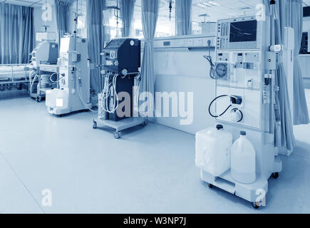 Hemodialysis machines with tubing and installations. Health care, blood ...